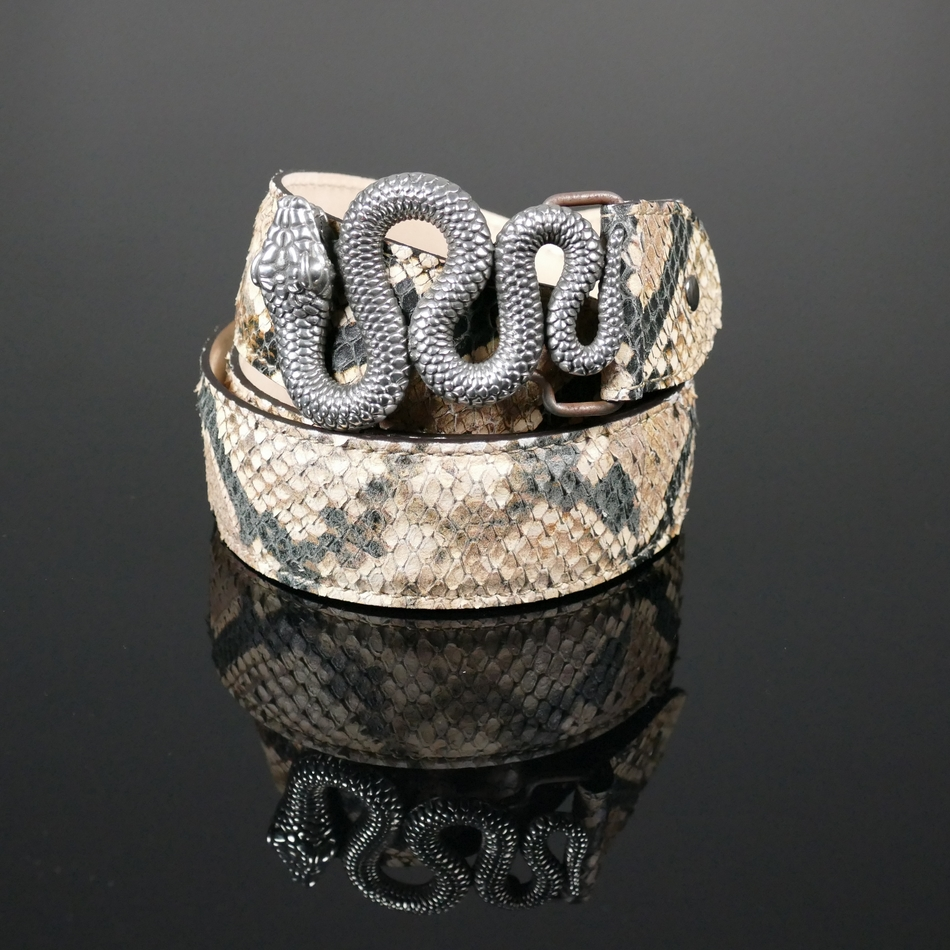 BASILISK BELT - SERPENT BUCKLE - NATURAL SNAKE